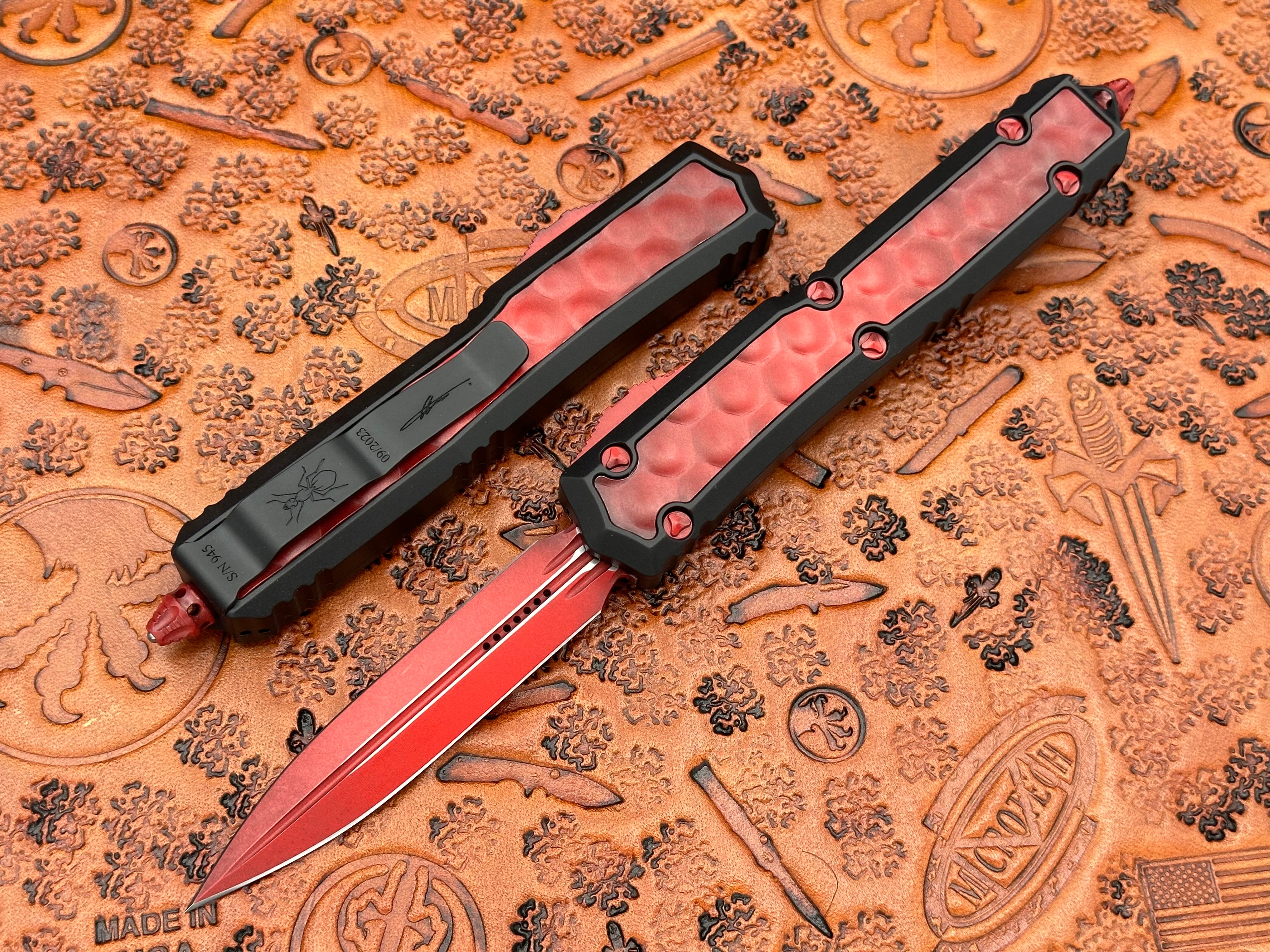Microtech Knives Makora Double Edge Signature Series Weathered Red Bub ...