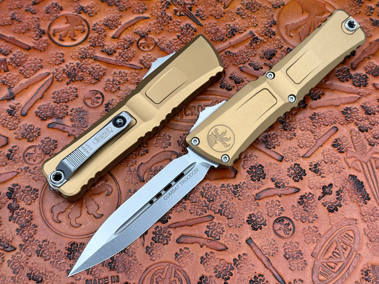 Microtech Combat Troodon Tan Gen III Double Edge Stonewash Standard 11 ...
