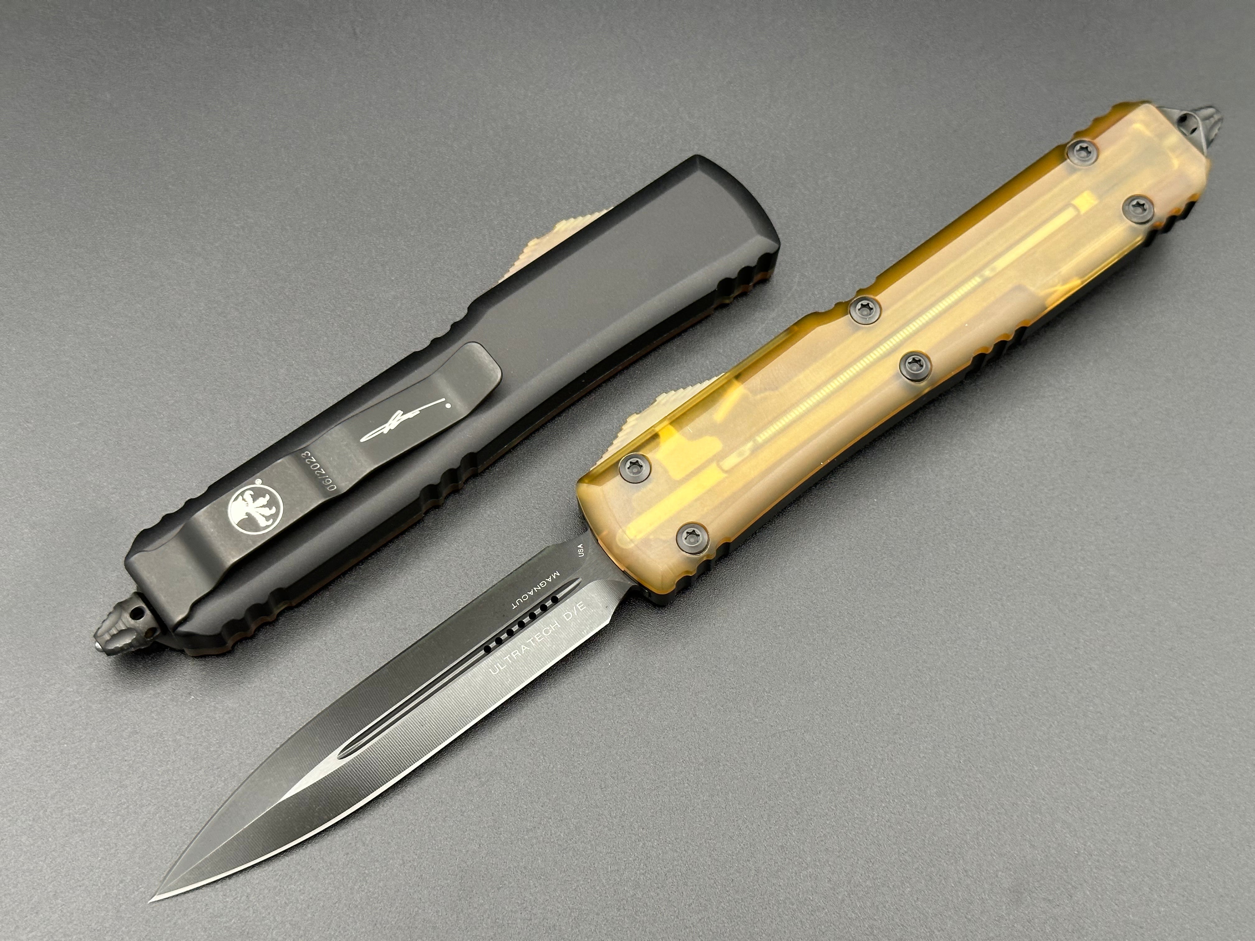 Microtech Knives Ultratech CMP Magnacut DLC Double Edge Ultem Top And ...